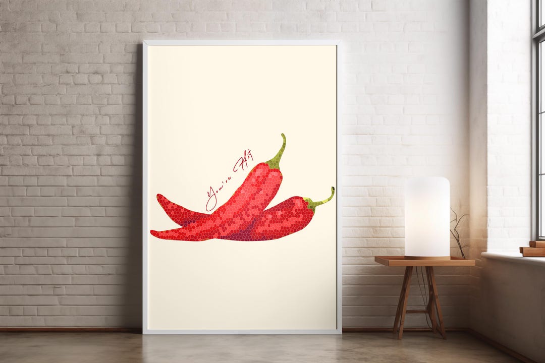You're Hot Kitchen Wall Art | Red Chilli Mosaic Poster | Digital ...