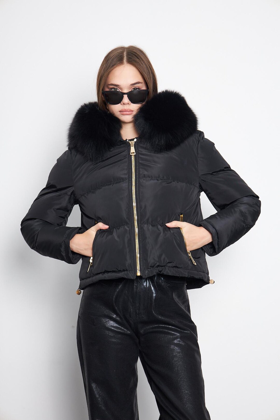 Waterproof Jessica Fabric Coat With Genuine Fox Fur Hood Stylish and ...
