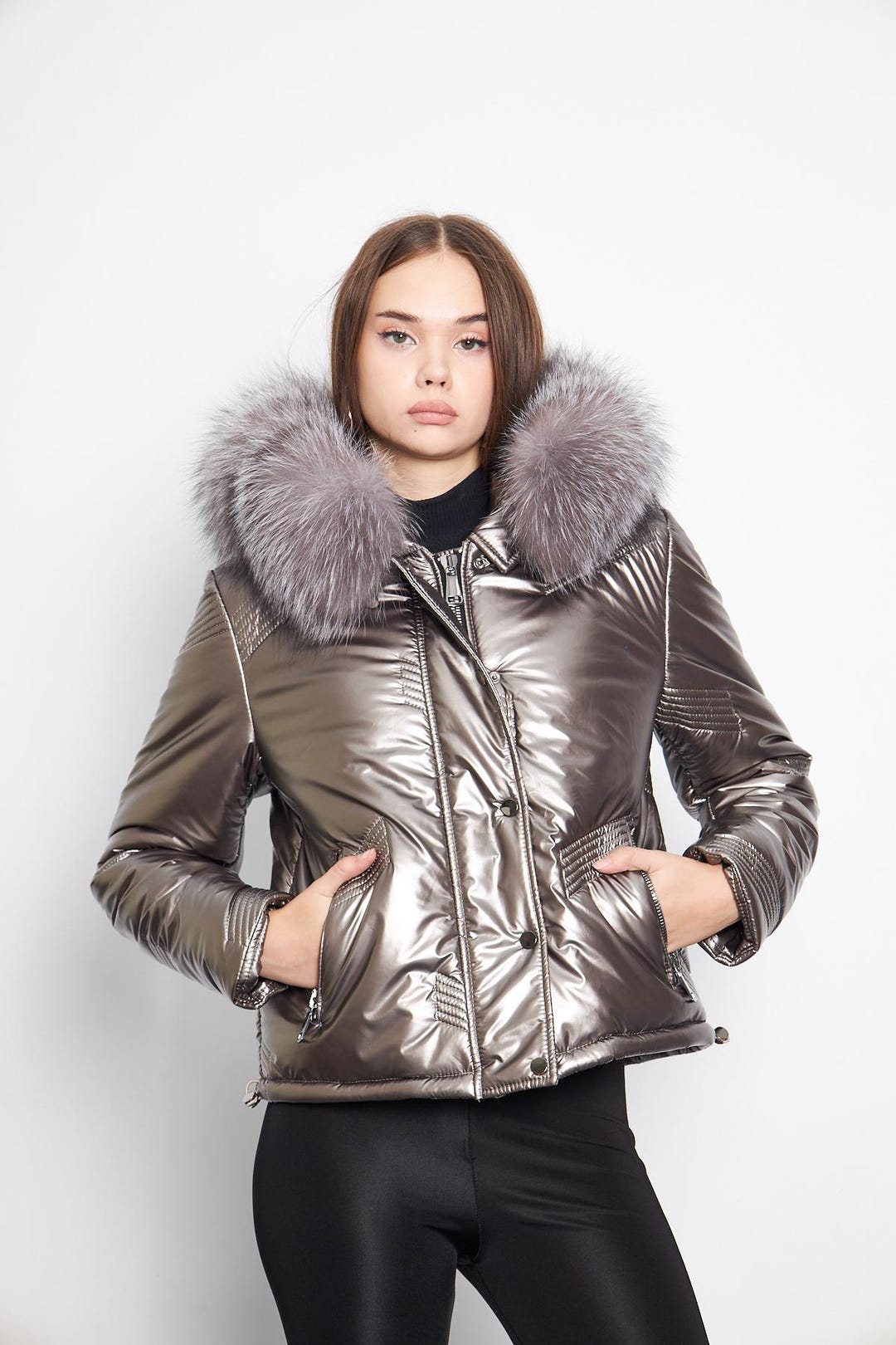 Waterproof Jessica Fabric Coat With Genuine Fox Fur Hood - Stylish and ...