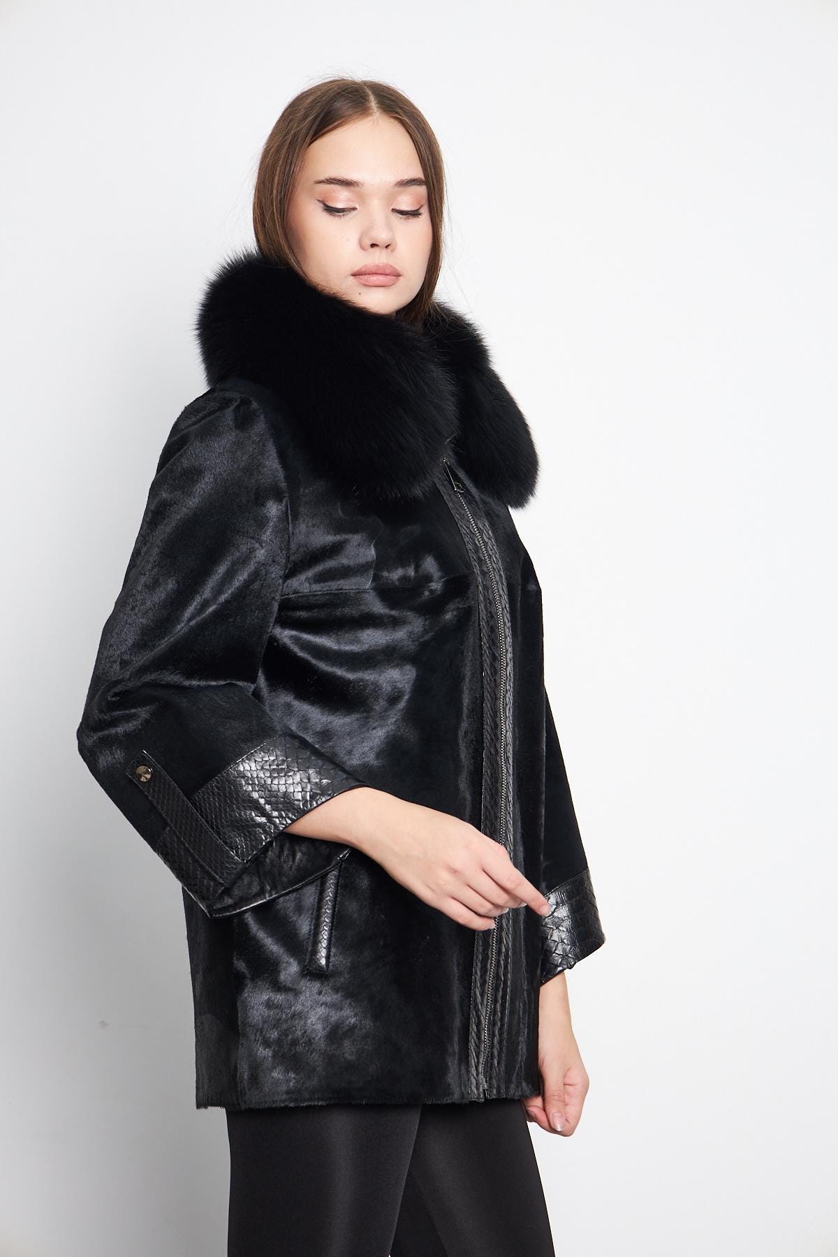Genuine Astrakhan Jacket & Real Lambskin Collar With Fox Fur ...