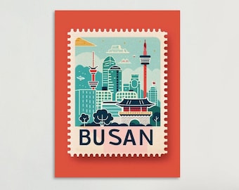Busan Map Poster South Korea Map Print Art Deco Series - Etsy