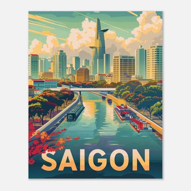 Saigon Poster Vibrant Vintage Artwork, Retro Wall Decor for Living Room ...