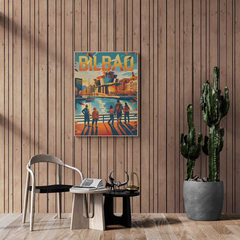 Bilbao Poster, Colorful Vintage Art Print, Home Decor for Travel Lovers ...