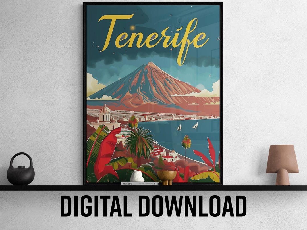 Tenerife Vintage Poster, Printable Art of Stunning Canary Island ...