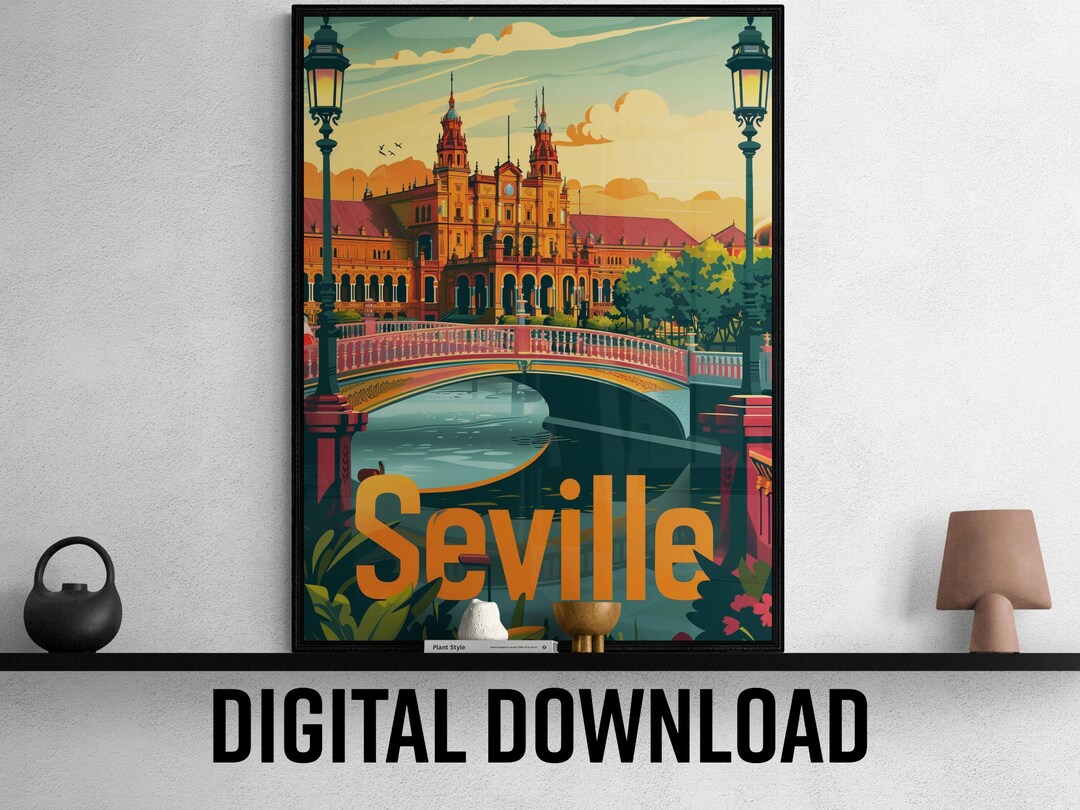 Seville Printable Travel Poster, Vivid Artistic Wall Art for Home Decor ...