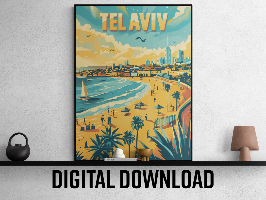 Tel Aviv Printable Travel Poster, Artistic Minimalist Wall Art, Home ...