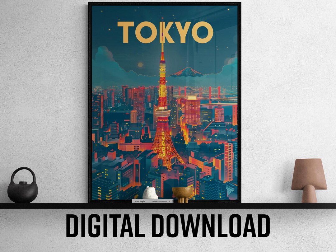 Tokyo Printable Travel Poster, Vibrant Digital Wall Art for Home Decor ...