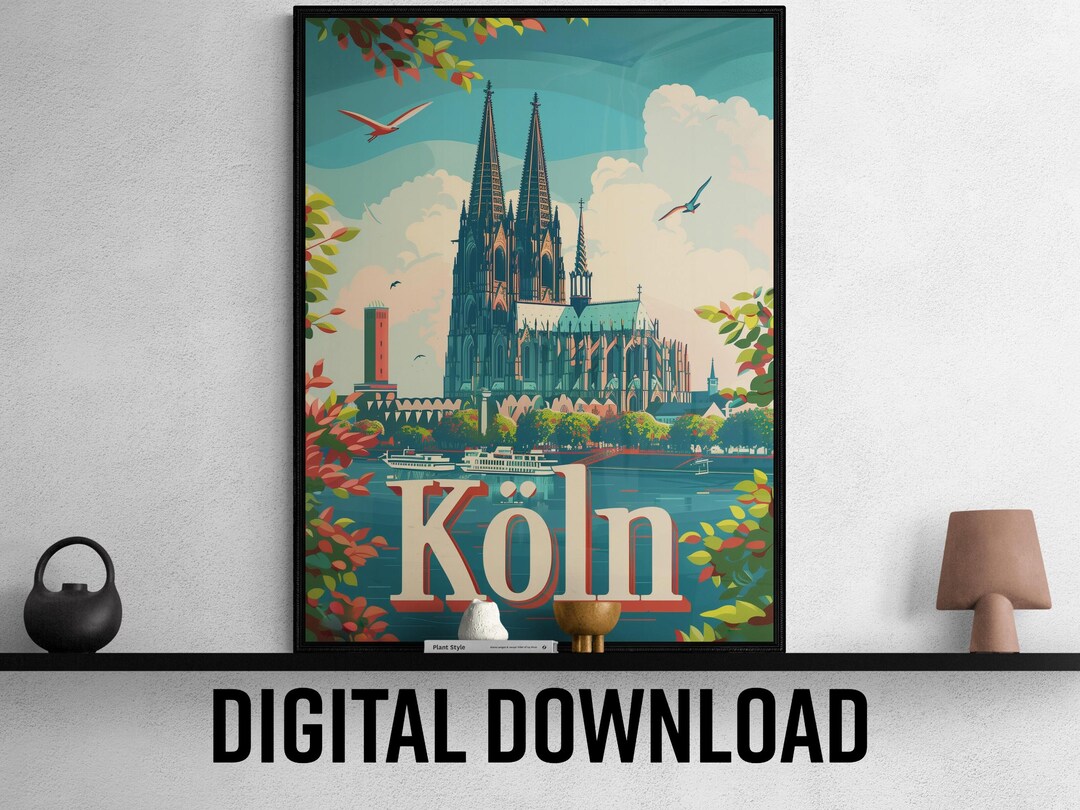 Cologne Travel Poster Printable, Art Deco Design Wall Art, Home Decor ...