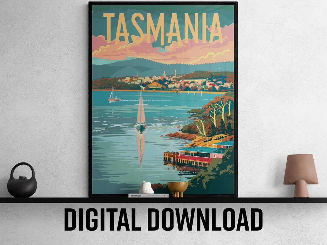 Tasmania Printable Travel Poster, Vintage Style Tasmania Wall Art ...