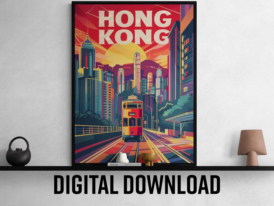 Hong Kong Travel Poster, Vibrant Print for Home or Office, Explore Asia ...