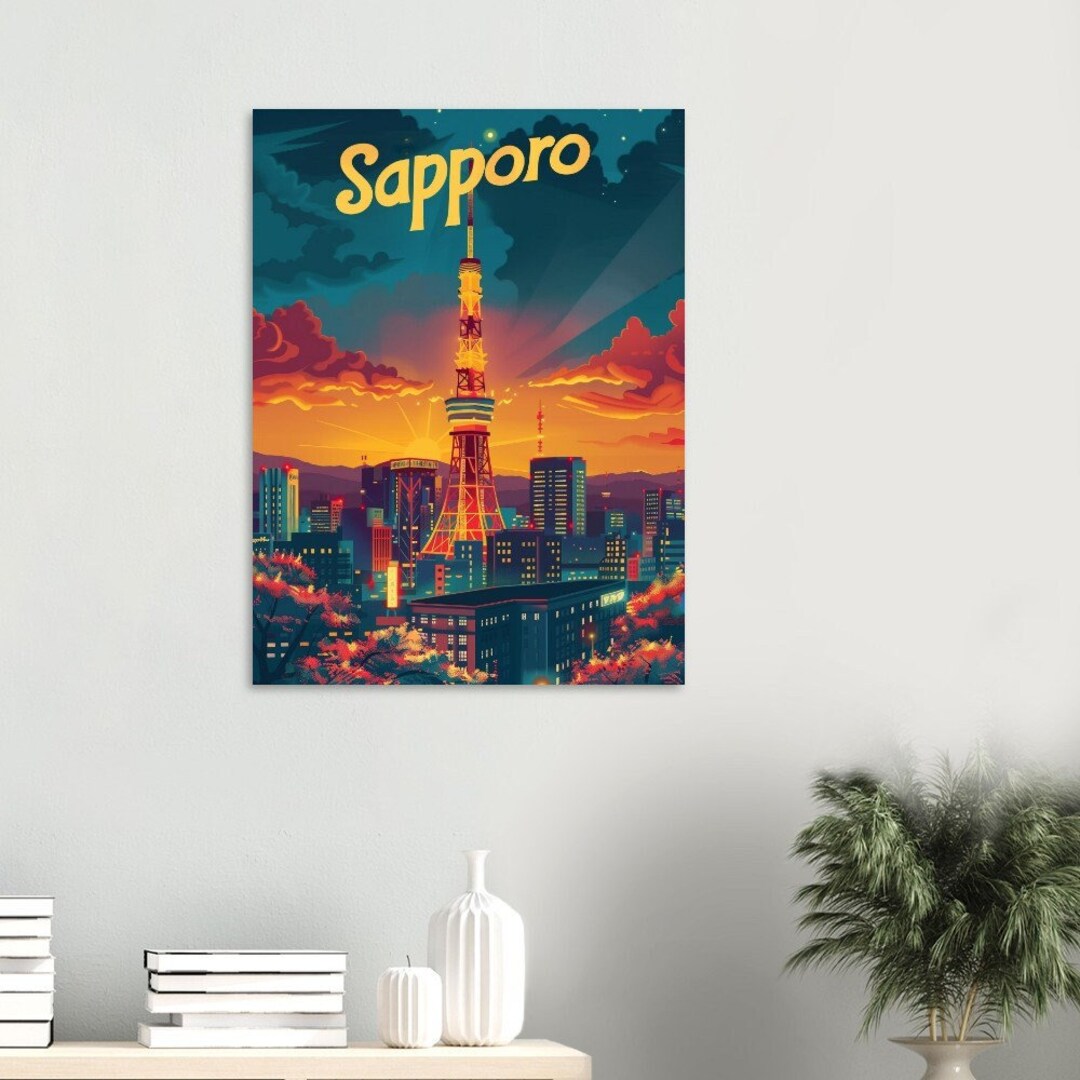 Sapporo Poster, Colorful Vintage Wall Art, Japan Home Decor, Unique ...