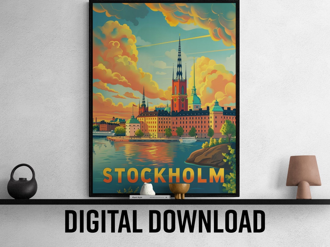 Stockholm Travel Poster Printable File, Chic Wall Art Decor, Perfect ...