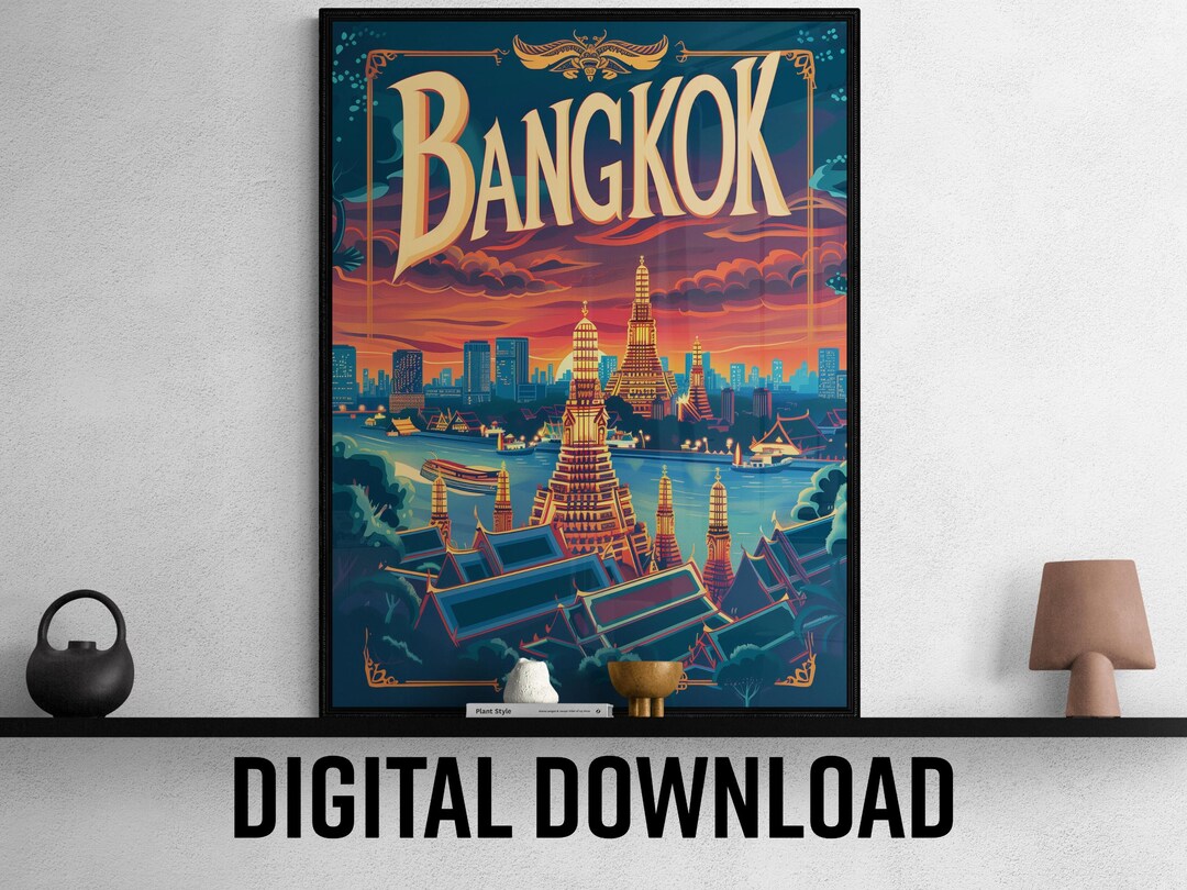 Printable Bangkok Poster - Modern Minimalist Cityscape for Travel ...