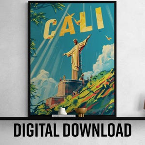 Cali Colombia Travel Poster Printable Wall Art, Vibrant Cityscape Decor ...