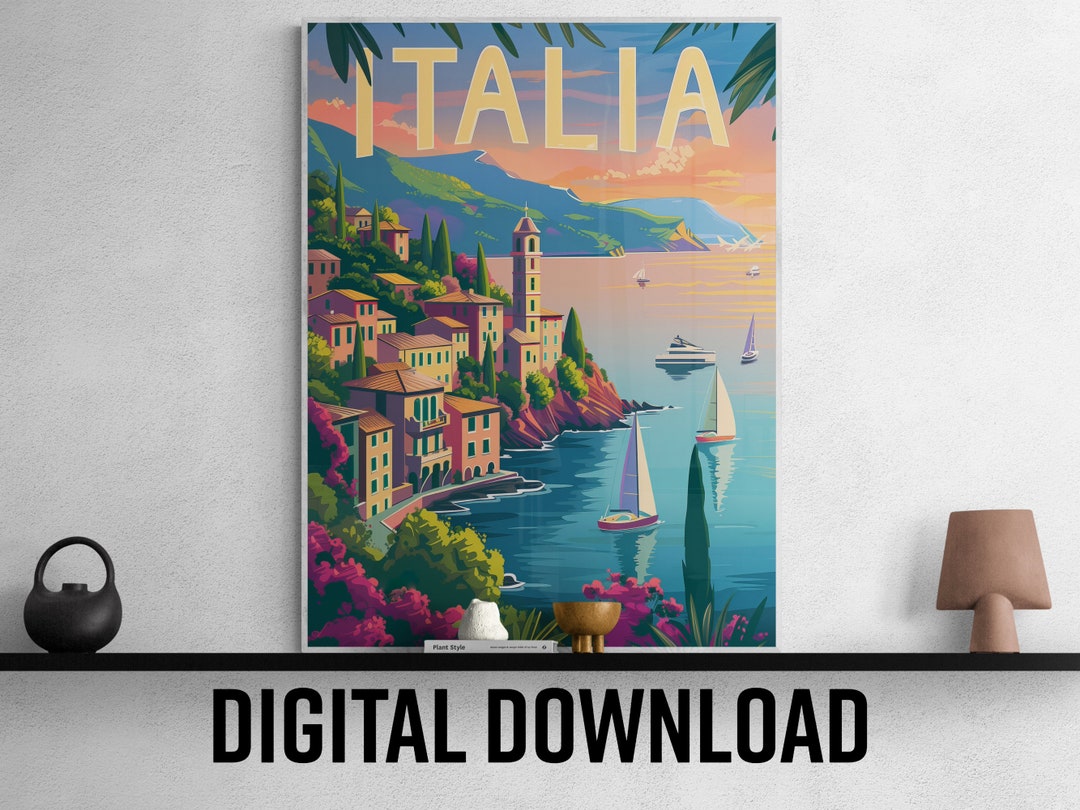 Italy Printable Travel Poster, Vintage Style Italian Wall Art, Decor ...