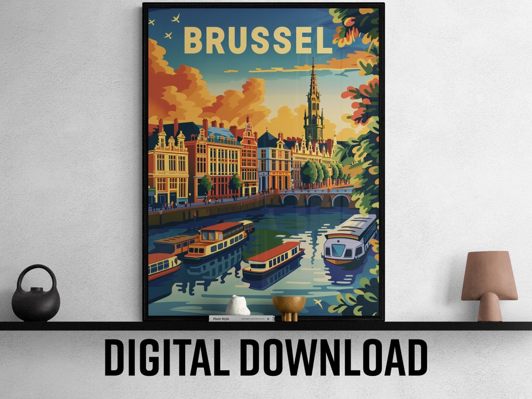 Brussels Printable Travel Poster, Modern Digital Download Wall Art ...