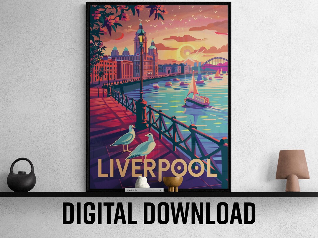 Liverpool Printable Travel Poster, Vibrant Wall Art, Home Decor ...
