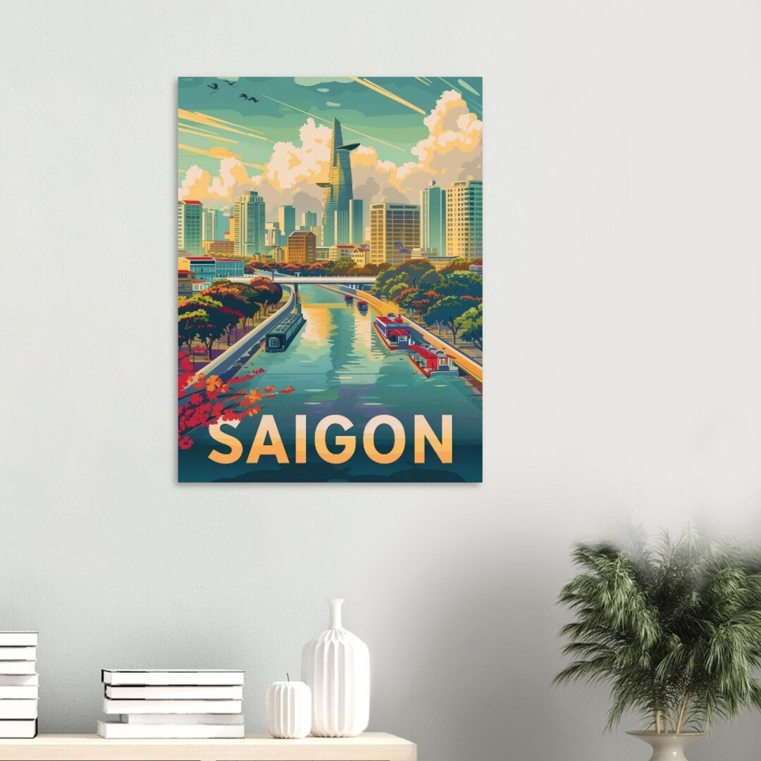 Saigon Poster Vibrant Vintage Artwork, Retro Wall Decor for Living Room ...