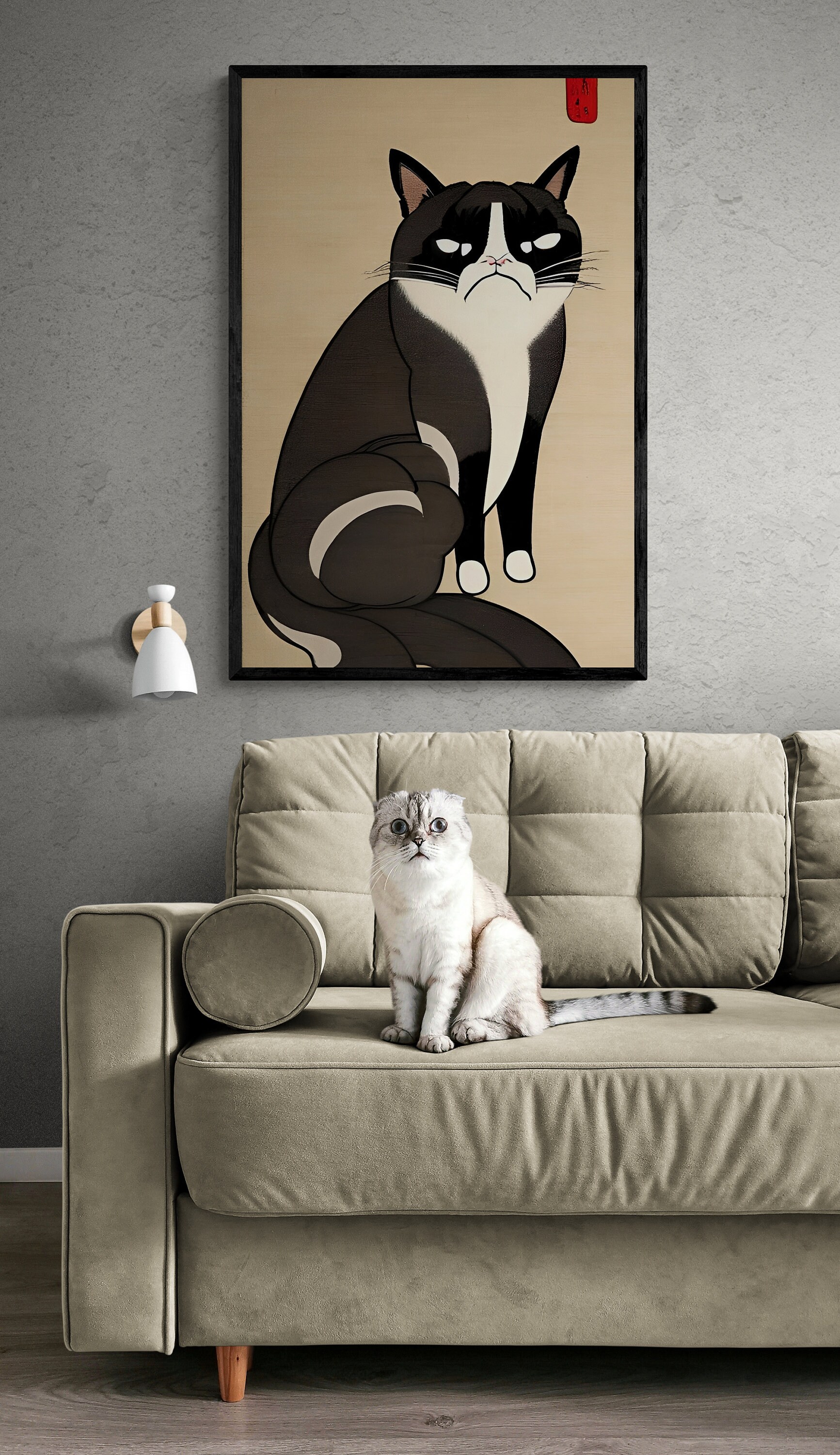 Grumpy Cat Ukiyo-e Style Surreal Abstract Cat Motif - Etsy