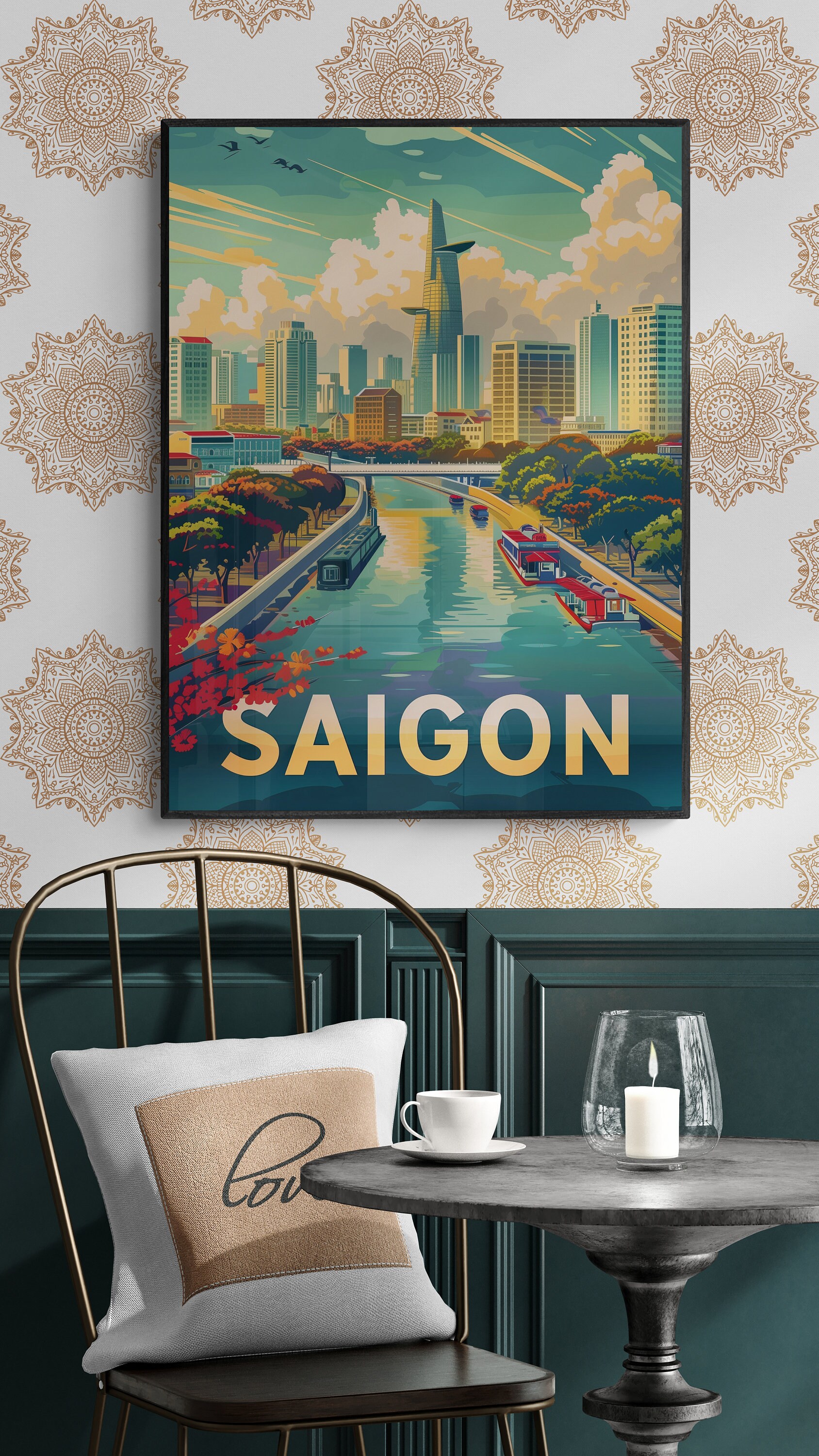 Saigon Poster Vibrant Vintage Artwork, Retro Wall Decor for Living Room ...