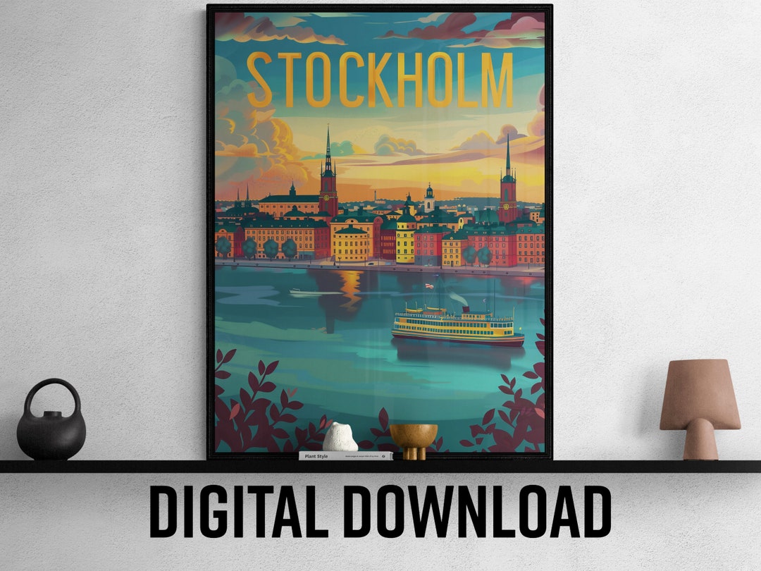Stockholm Skyline Art Printable, Stunning Digital Download for Travel ...