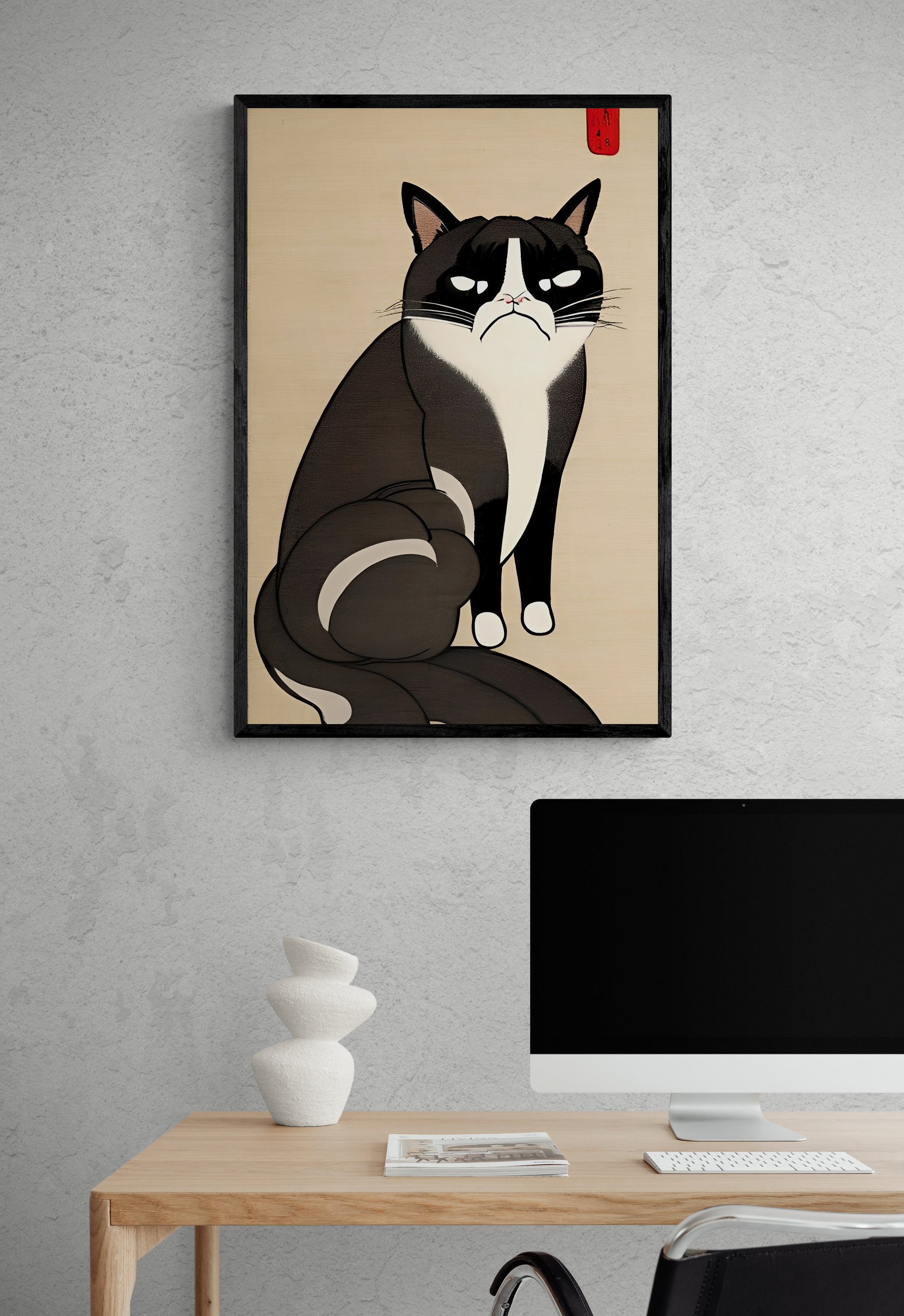Grumpy Cat Ukiyo-e Style Surreal Abstract Cat Motif - Etsy