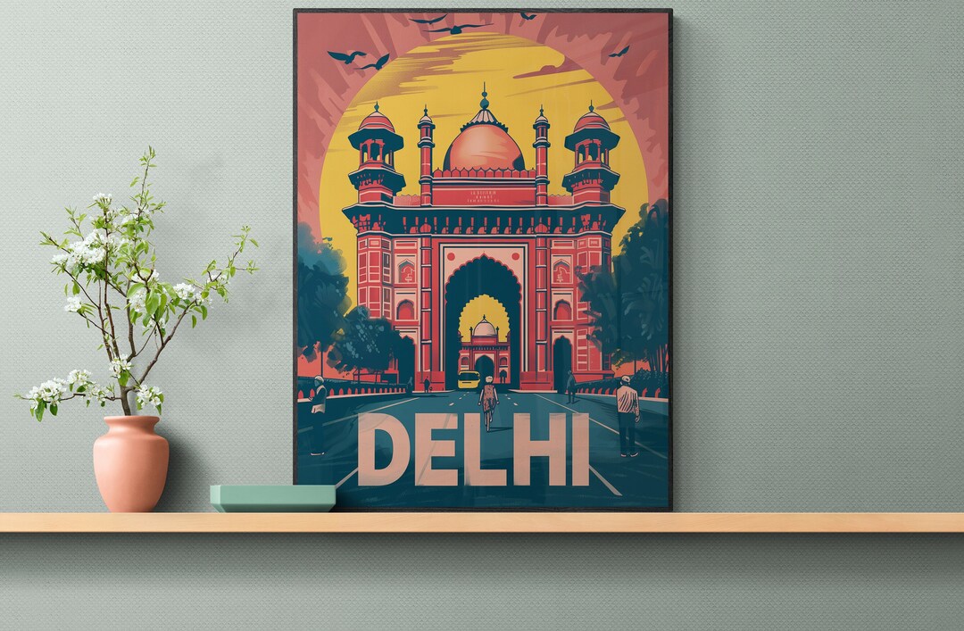 Delhi Colorful Vintage Wall Art, Eye-catching Poster for Home Décor ...