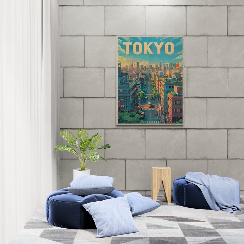 Vibrant Tokyo Poster Japanese Wall Art Decor, Cityscape Print, Modern ...