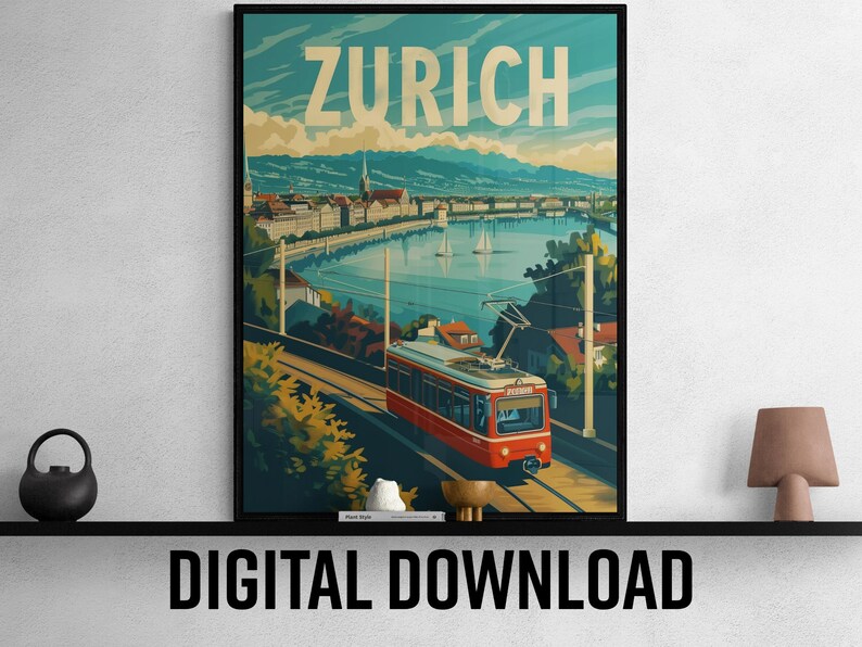 Zurich Printable Travel Poster, Modern Wall Art Decor for Home or ...