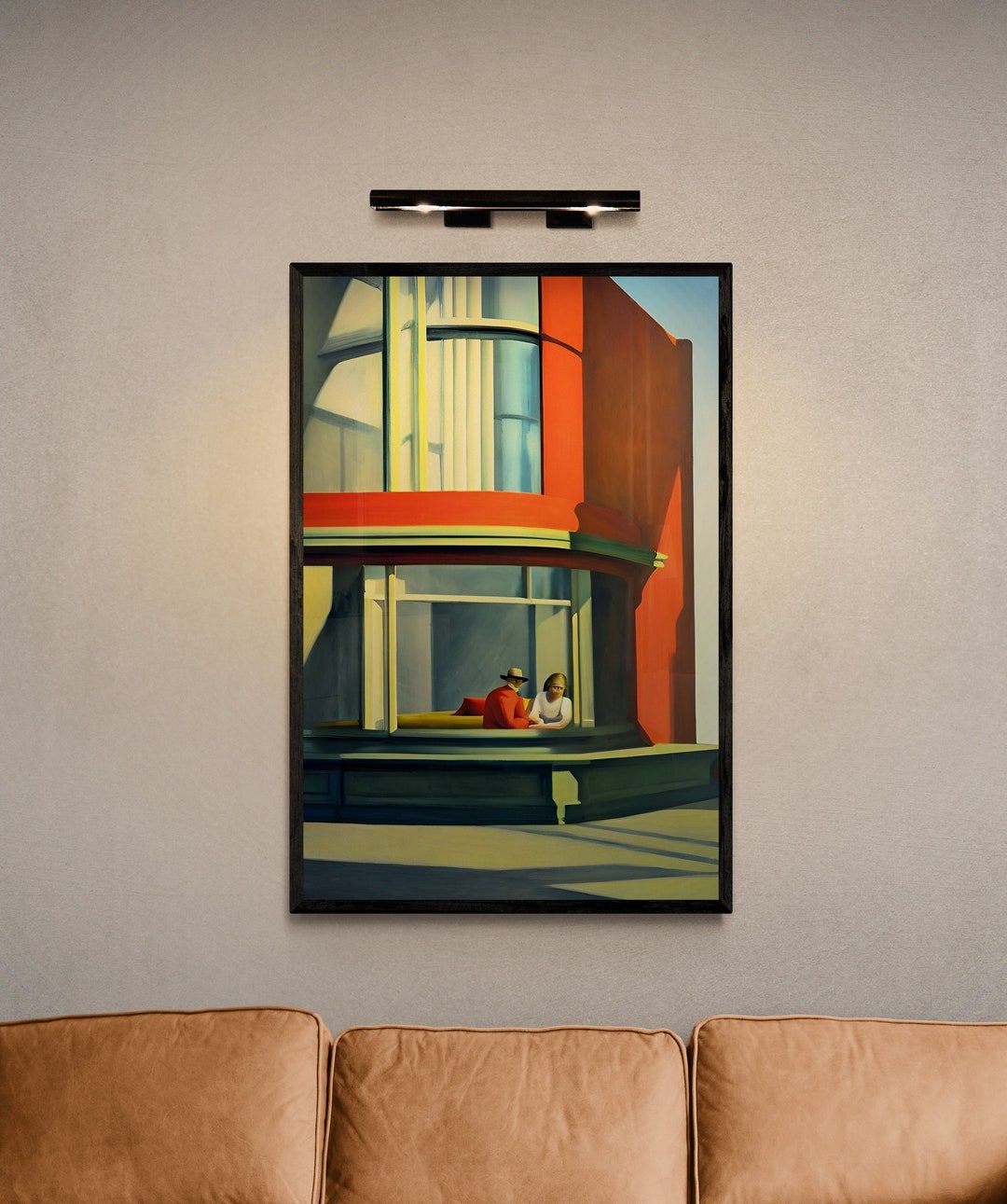 In Café, Edward Hopper Style, American Realism, Painting, Oil Painting ...