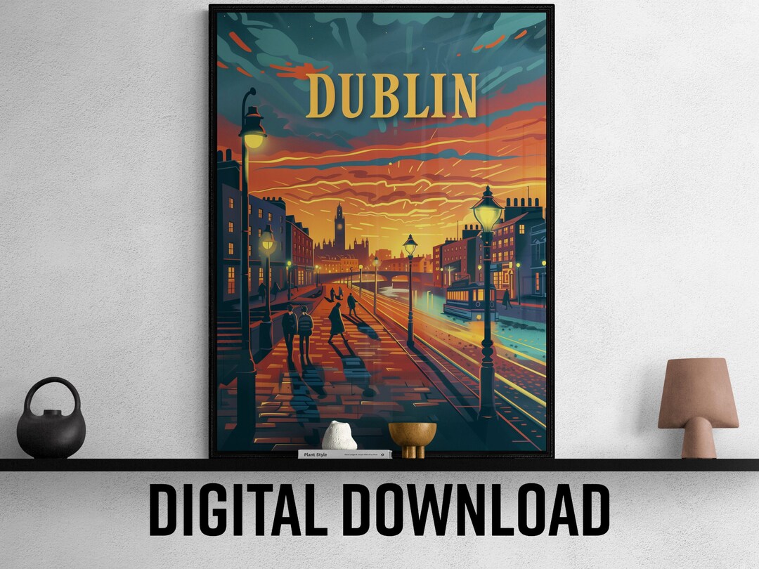 Dublin Ireland Printable Travel Poster, Artistic Wall Decor, Perfect ...
