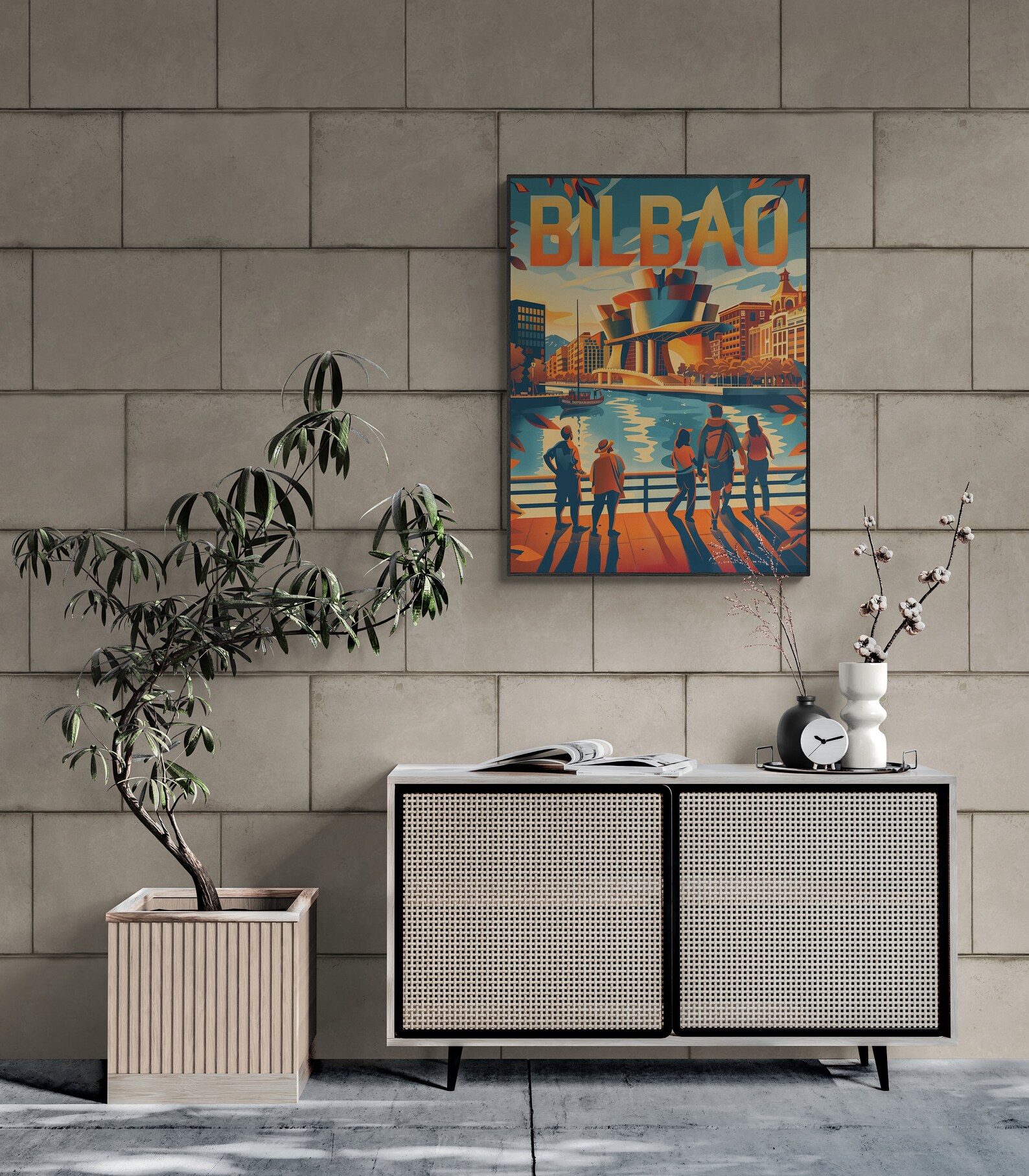 Bilbao Poster, Colorful Vintage Art Print, Home Decor for Travel Lovers ...