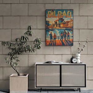 Bilbao Poster, Colorful Vintage Art Print, Home Decor for Travel Lovers ...