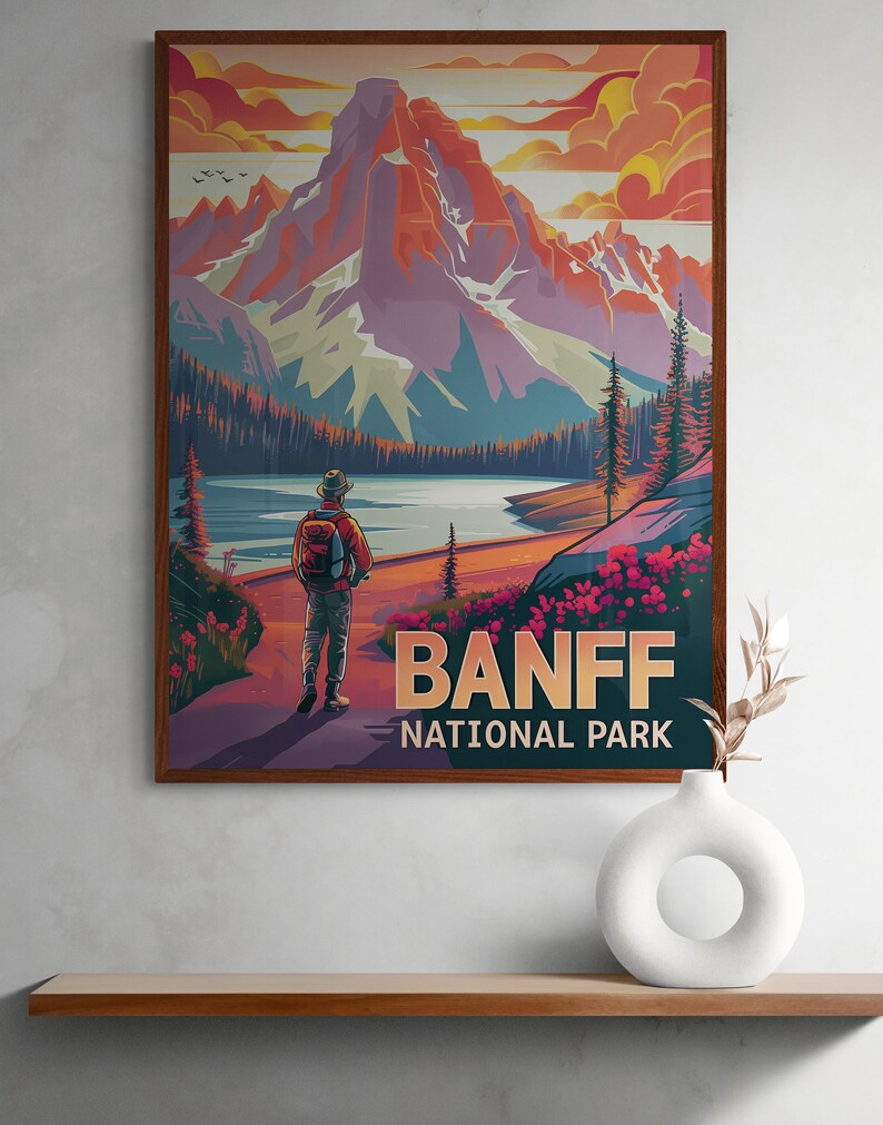 Banff National Park Colorful Vintage Poster – Travel Decor Wall Art ...