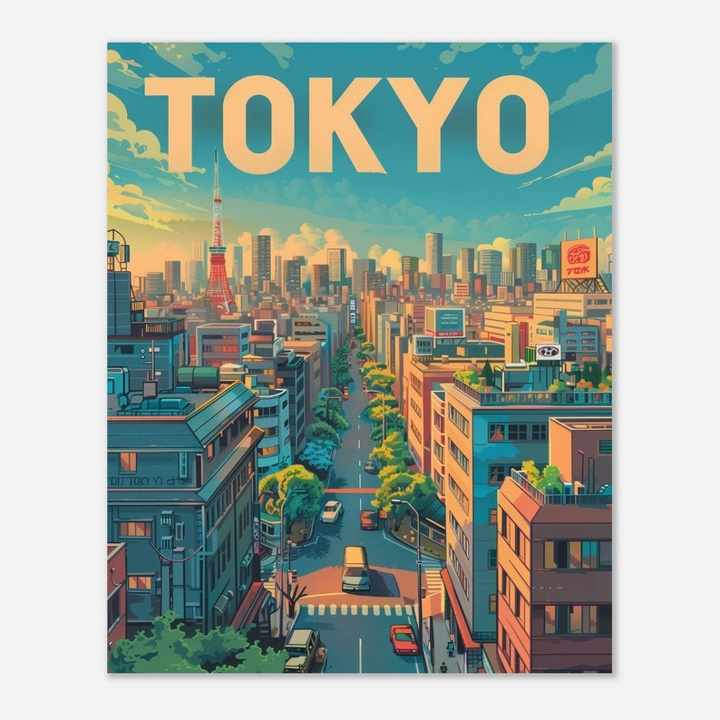 Vibrant Tokyo Poster Japanese Wall Art Decor, Cityscape Print, Modern ...