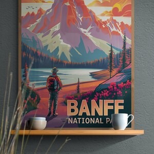 Banff National Park Colorful Vintage Poster – Travel Decor Wall Art ...