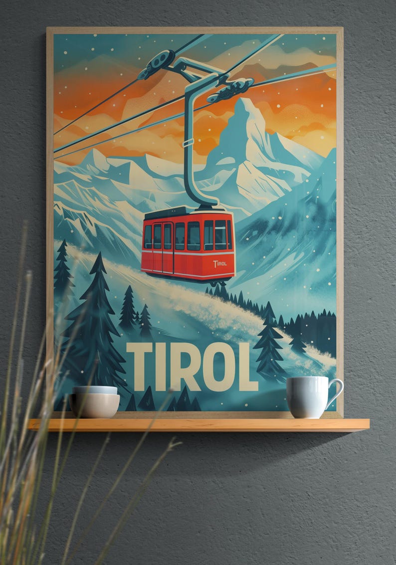 Afdrukbaar posterbestand Tirol, alpine landschapskunst, digitale ...
