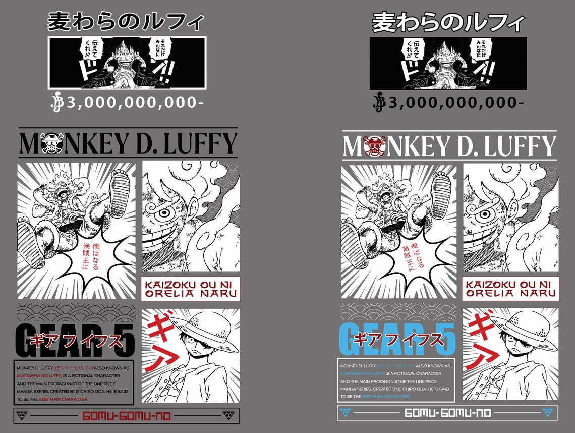 Luffy Gear 5 Front and Back Designs PNG Digital File. - Etsy UK