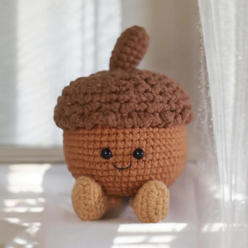 Acorn Crochet Pattern, Crochet Pattern Acorns, Oak Acorn Keychain ...