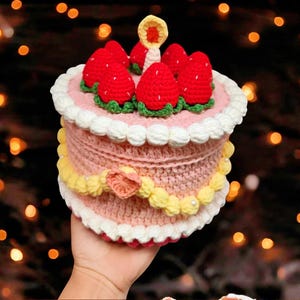 Birthday Cake Strawberry Crochet Pattern, Amigurumi Birthday Cake Pattern, Cute Birthday Cake ...