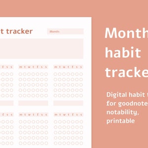 Monthly Habit Tracker Digital/printable - for iPad - Printable PDF ...