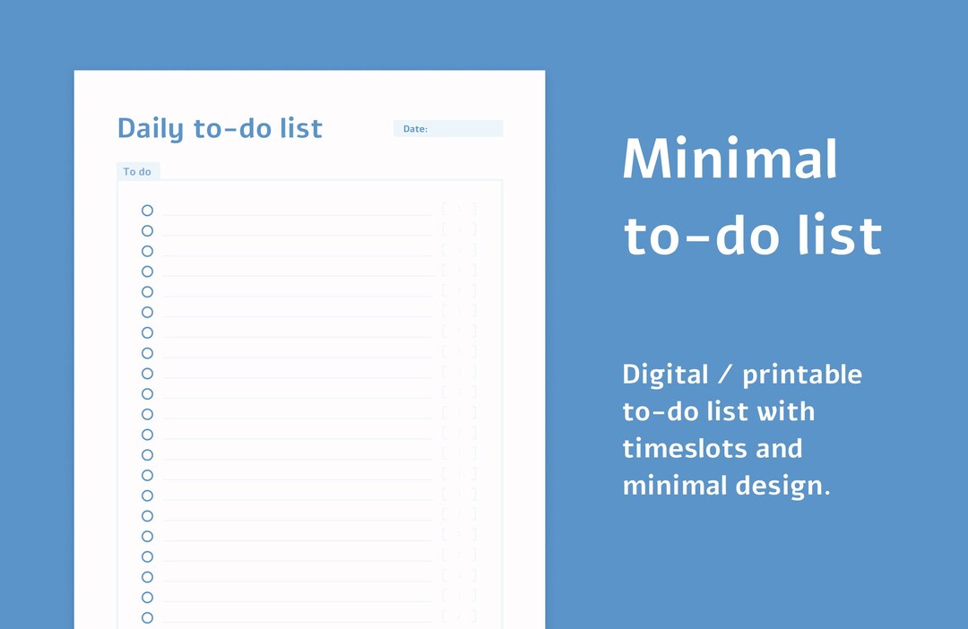 Daily to Do List Printable and Digital Minimal Design to Do List With ...