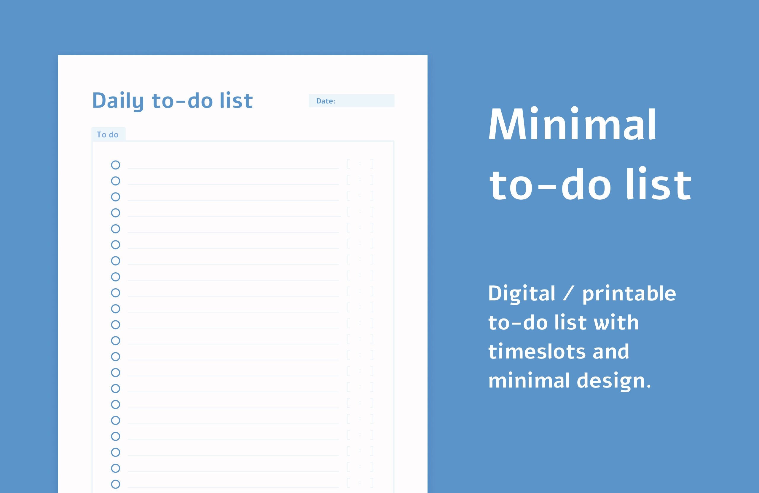 Daily to Do List Printable and Digital Minimal Design to Do List With ...
