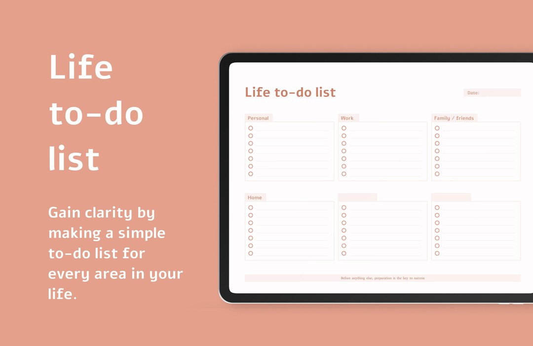 Areas of Life Planner | Digital To-do List Template | Printable to Do ...