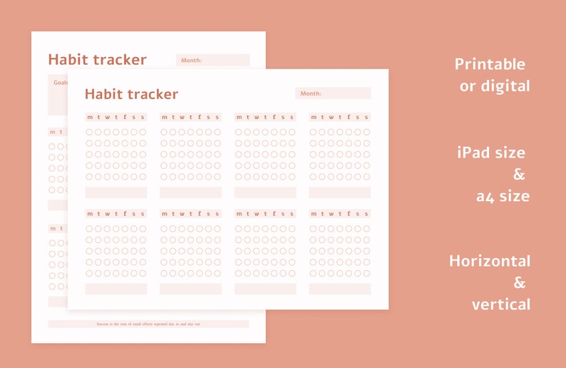 Monthly Habit Tracker Digital/printable - for iPad - Printable PDF ...