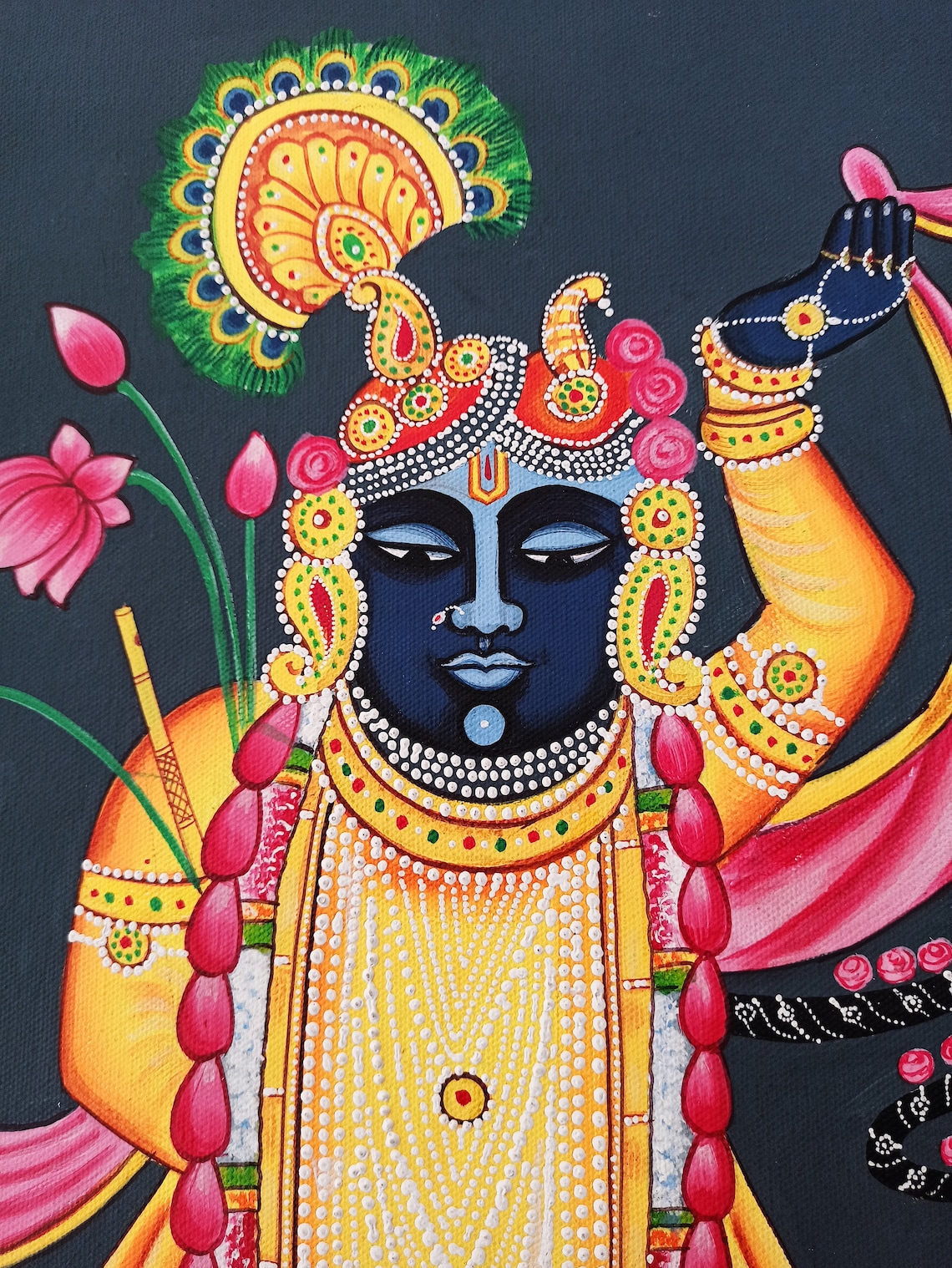Shreenath Ji Handmade Canvas Panting, Indian Artist, Indian Wall Art ...