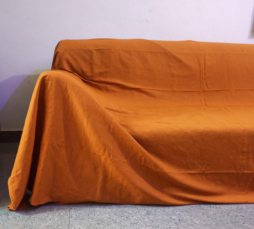 Linen Sofa Cover Couch Cover Linen Slipcover Linen Drop Cloth Couch ...