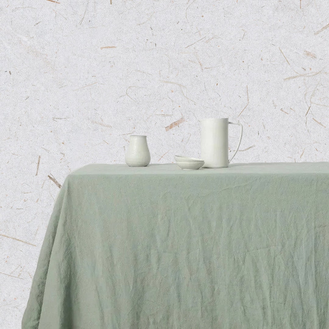 Sage Green Table Cloth, Washed Soft Cotton Table Cloth Custom Size ...