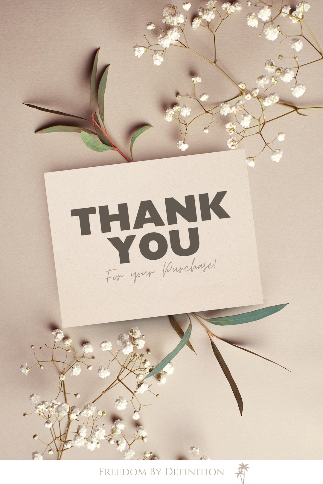 Beige Texture Thank You Card Template - Canva Editable (digital ...