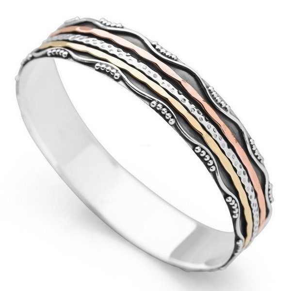 Wide Silver Bangle - Etsy